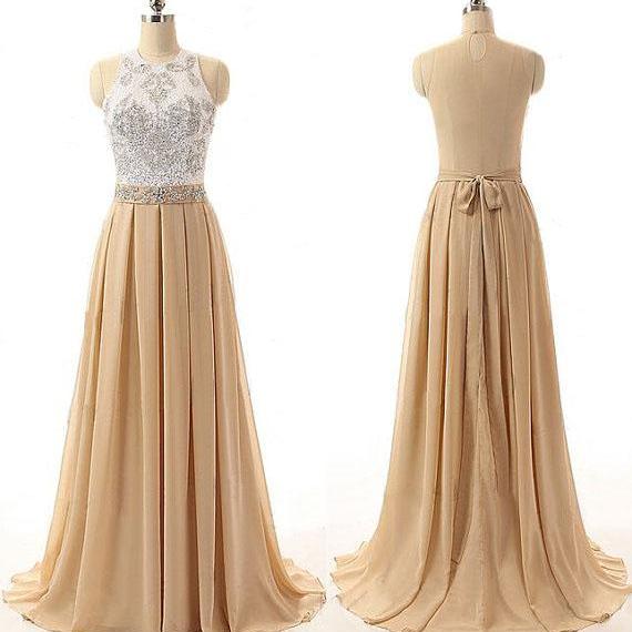 Long Prom Dress, Popular Prom Dress, Modest Prom Dress, Champagne Prom ...